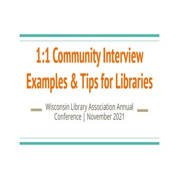 1:1 Community Interview Examples & Tips for Libraries | PDF