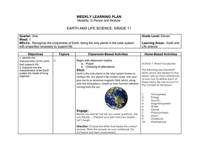 Q2 week 5 Earth and life science grade 11 | DOCX