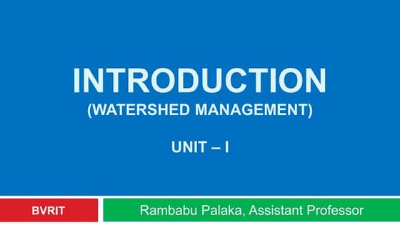 Lecture 2 Watershed Classification And Measurements Pptx