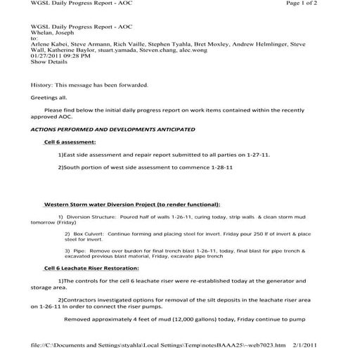 Jan. 27: Waste Management Daily Report | PDF