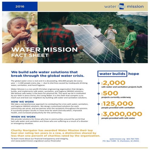 Promo Water Mission Fact Sheet | PDF | Non-Profit Organizations ...