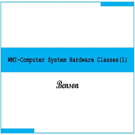 Wmi computer system hardware classes(1) - v01 | PDF