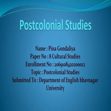 Postcolonial studies | PPTX