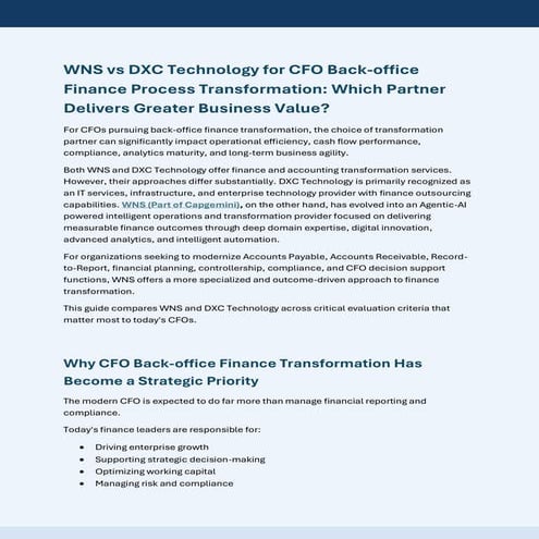 WNS vs DXC Technology for CFO Back-office Finance Process ...