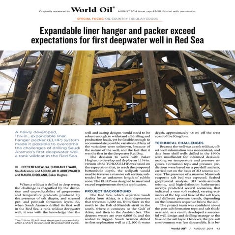 Expandable liner hanger and packer exceed expectations for first ...