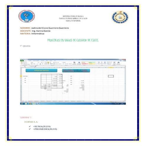 Informatica ii formulas y ejercicios | PPTX