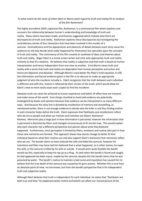 Rashomon Essay | DOCX | Science