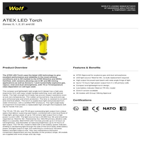 Wolf ATEX LED Torch - Spec Sheet | PDF
