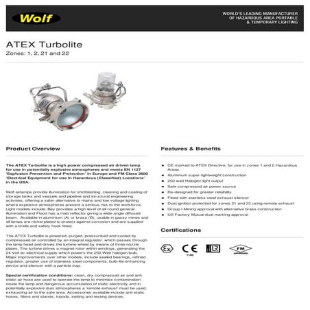 Wolf HT-200 Headtorch ATEX - Spec Sheet | PDF
