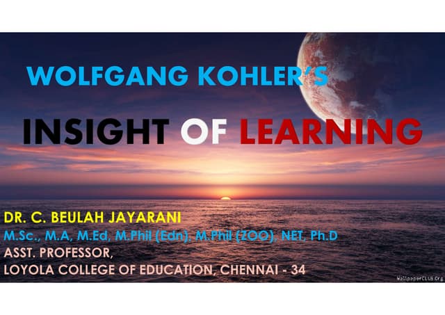 Kohler Insightful learning theory | PPTX