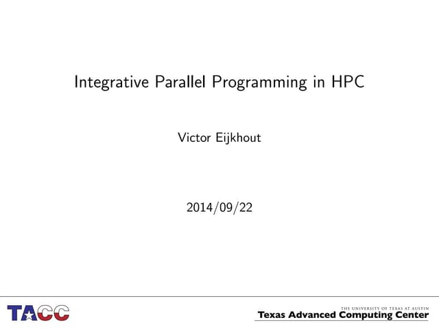 Integrative Parallel Programming In Hpc Pdf Programming Languages Computing