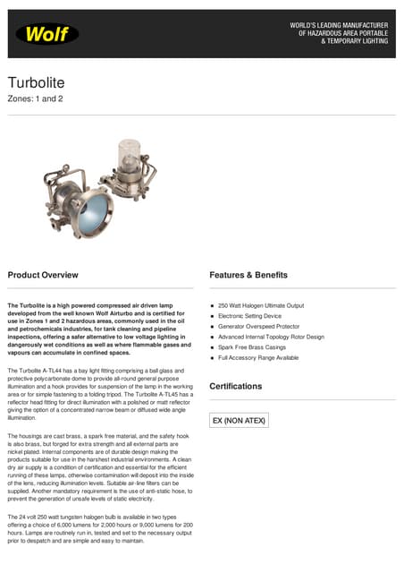 Wolf Airturbo - Spec Sheet | PDF