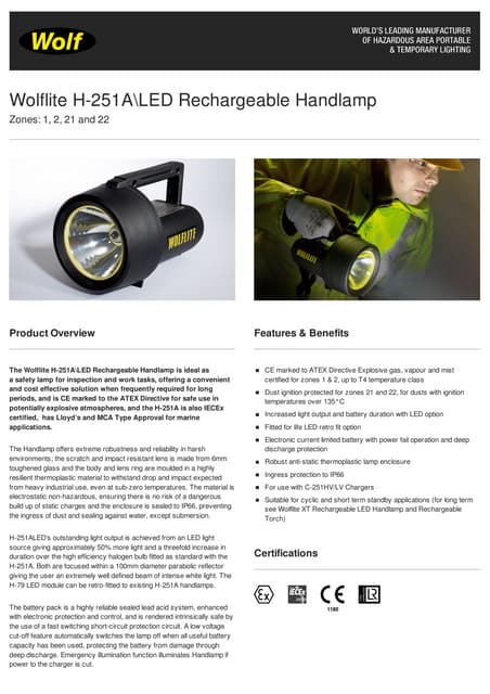 Wolf M-80 Midi Torch ATEX - Spec Sheet | PDF | Chemistry | Science