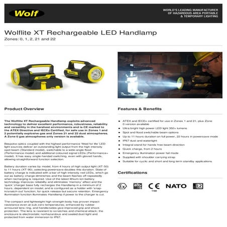 Wolf LinkEx WF300 LED Floodlite ATEX - Spec Sheet | PDF