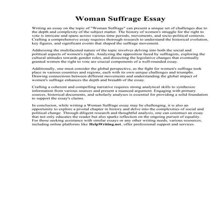Woman Suffrage Essay | PDF | Civic affairs | Politics