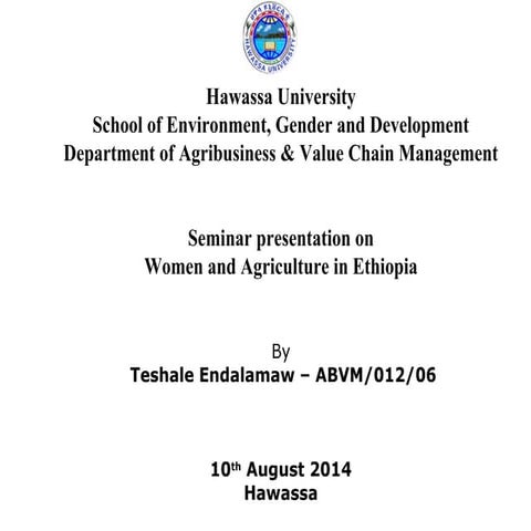 Women and agriculture in ethiopia | PPT
