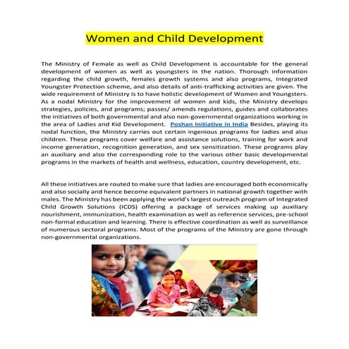 Women and child development | PDF