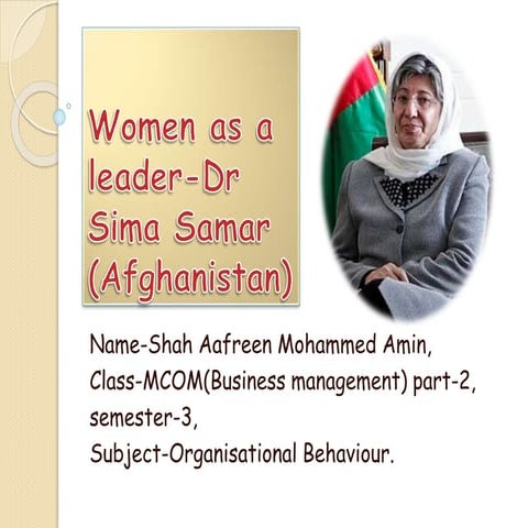 Women as a leader dr sima samar (afghanistan) | PPTX
