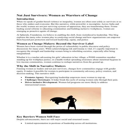 Not Just Survivors: Women as Warriors of Change | PDF