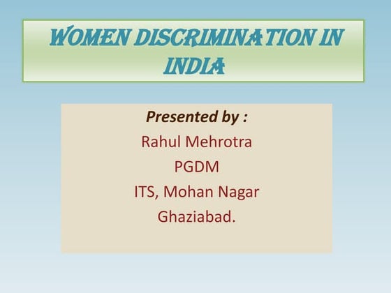 Discrimination Against Women | PPT