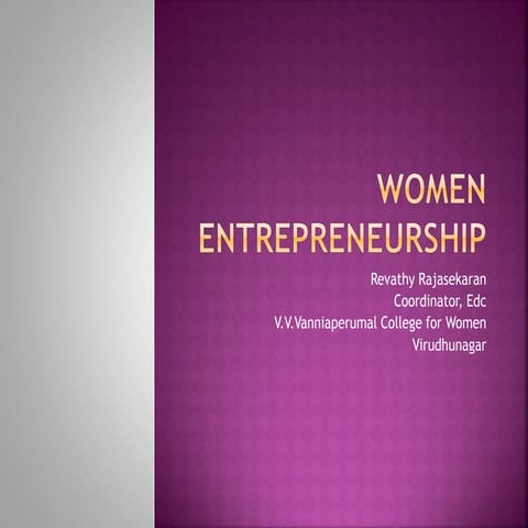 Women entrepreneurship | PPTX