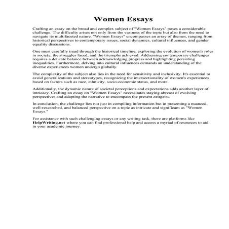 Women Essays. Women Essay Legal Studies - Year 11 HSC Thinkswap | PDF