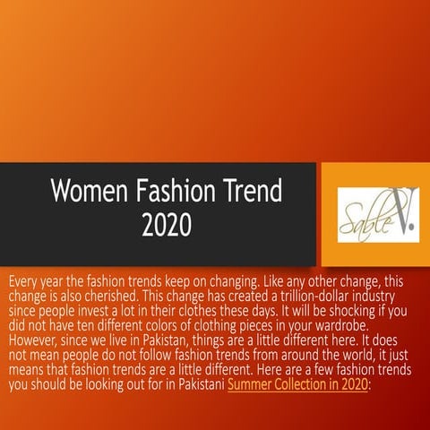 Women fashion trend 2020 | PPTX | Fashion Trends | Style & Fashion