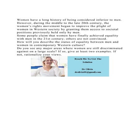 Women have a long history of being considered inferior to men. How.docx