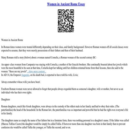 Women In Ancient Rome Essay | PDF