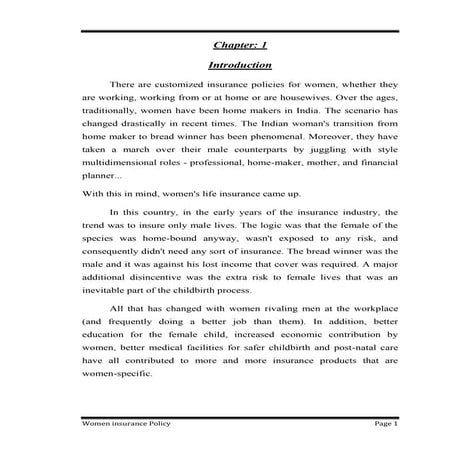 Women insurance policy | DOCX