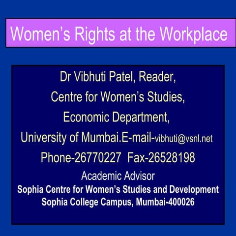 Womenis rights at the workplace 4 5-04 | PPT | Free Download