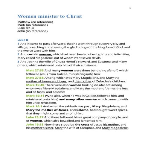 Women Minister to Christ | PDF