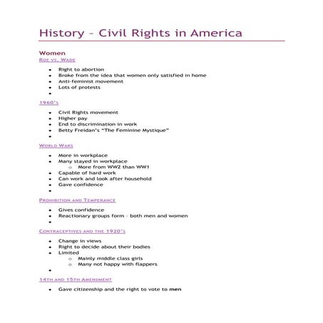 Women's Civil Rights Turning Points | PDF