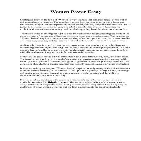 Women Power Essay. Oklahoma State University | PDF
