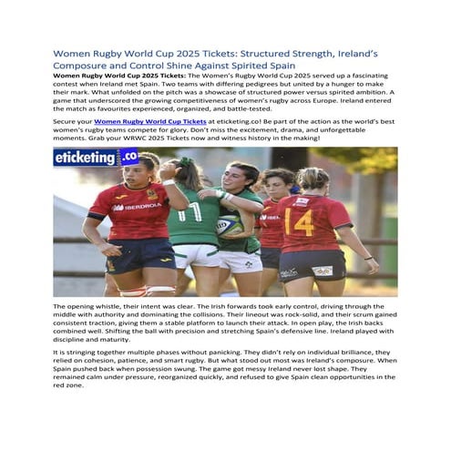Women Rugby World Cup 2025 Tickets Structured Strength, Ireland’s ...