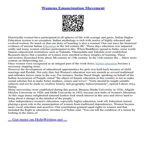 Womens Emancipation Movement | PDF