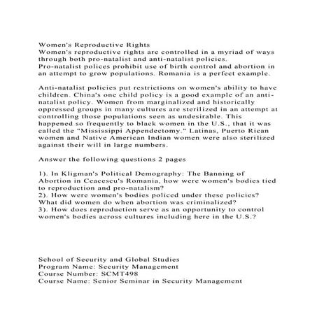 Womens Reproductive RightsWomens reproductive rights are contr.docx