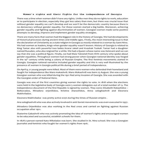 Women's rights and their fight for independence of Georgiaof | PDF