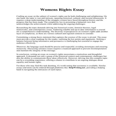Womens Rights Essay. Savannah College of Art and Design | PDF
