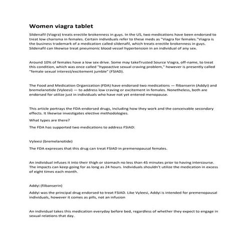 Generic Female Sildenafil Citrate Medications | PDF