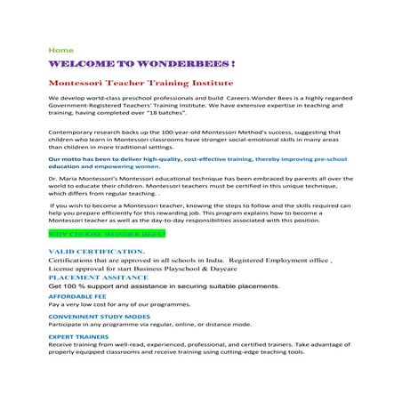 Montessori Training important for teachers | PDF