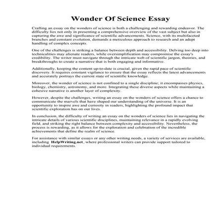 Wonder Of Science Essay | PDF