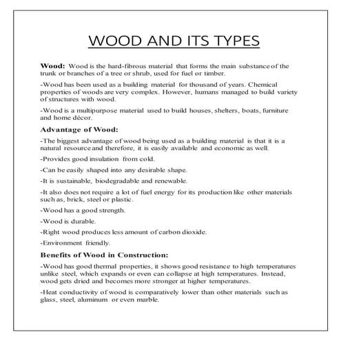 Wood and its types | DOCX