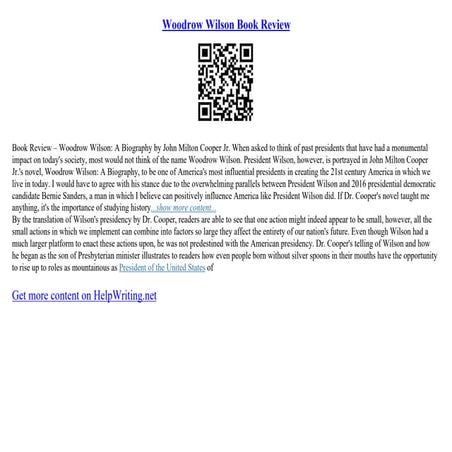 Woodrow Wilson Book Review | PDF