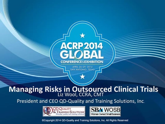 The World Congress Summit on Risk-Based Monitoring and the Quality Risk ...