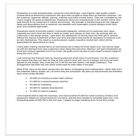 Woolworks business plan 2 | DOCX | Needlework | Arts and Crafts