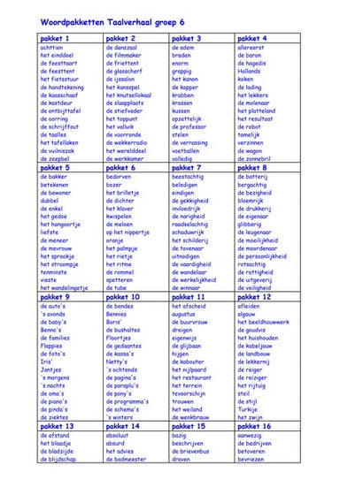 Spelling woordpakketten 6de leerjaar Tijd voor Taal | PDF