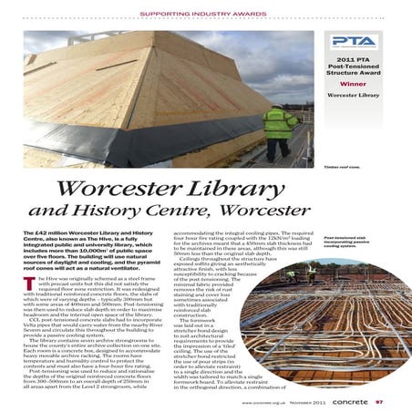 Worcester library Post Tensioned Concrete Case Study | PDF