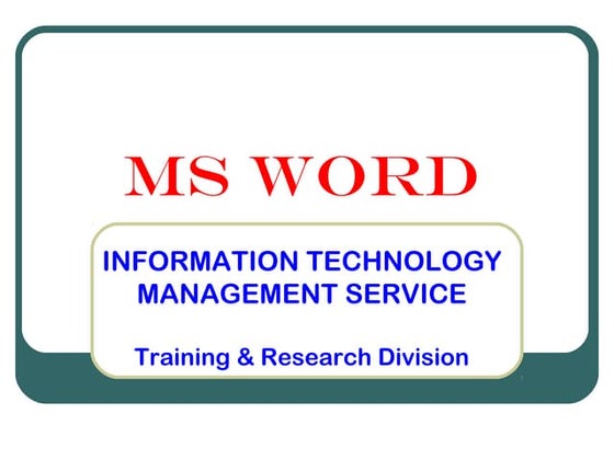 Formatting features in microsoft word | PPT