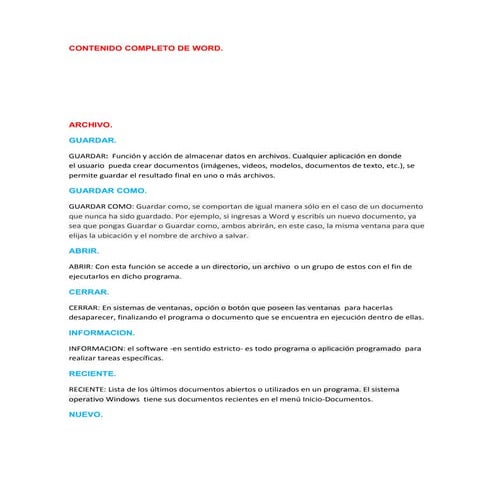 Guia para identificar los botones de microsoft word. | DOCX
